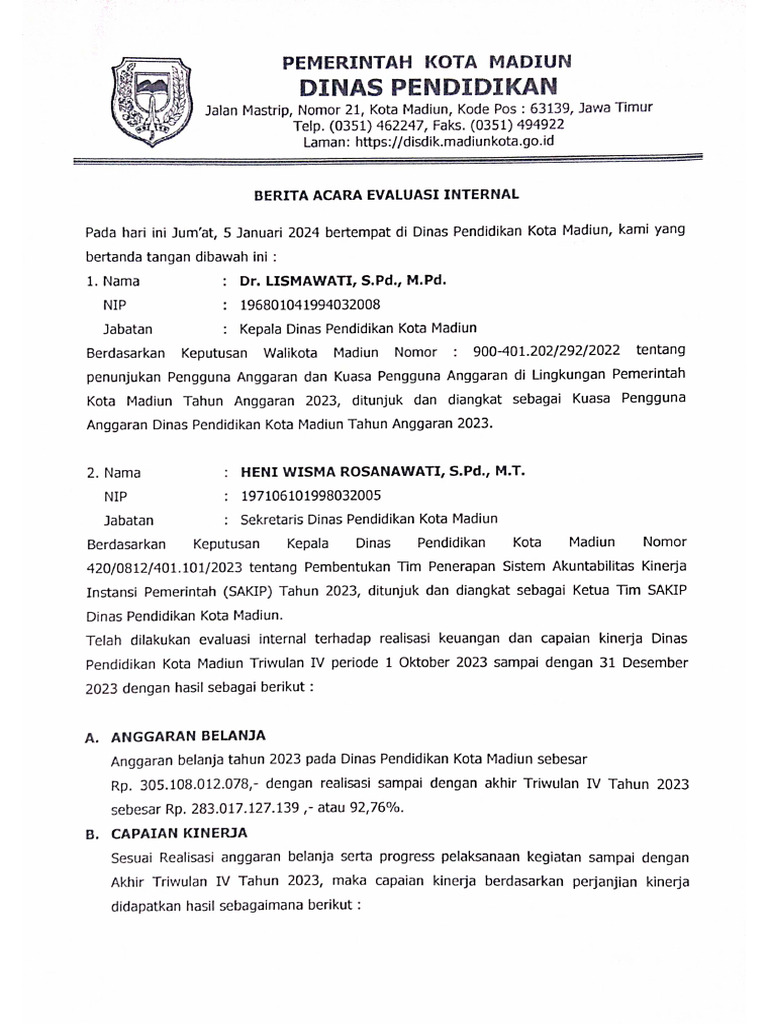 Laporan Monev Rencana Aksi Tahun 2023 | PDF
