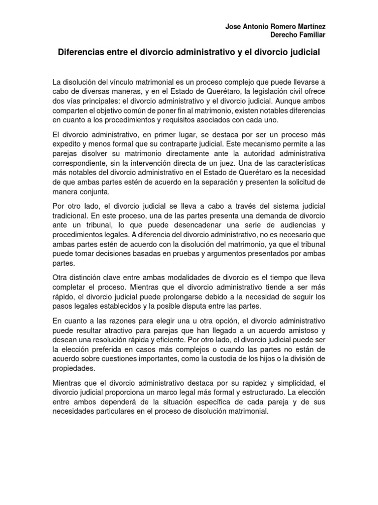 Divorcio Administrativo y Judicial (Jose Antonio Romero Martínez) | PDF ...