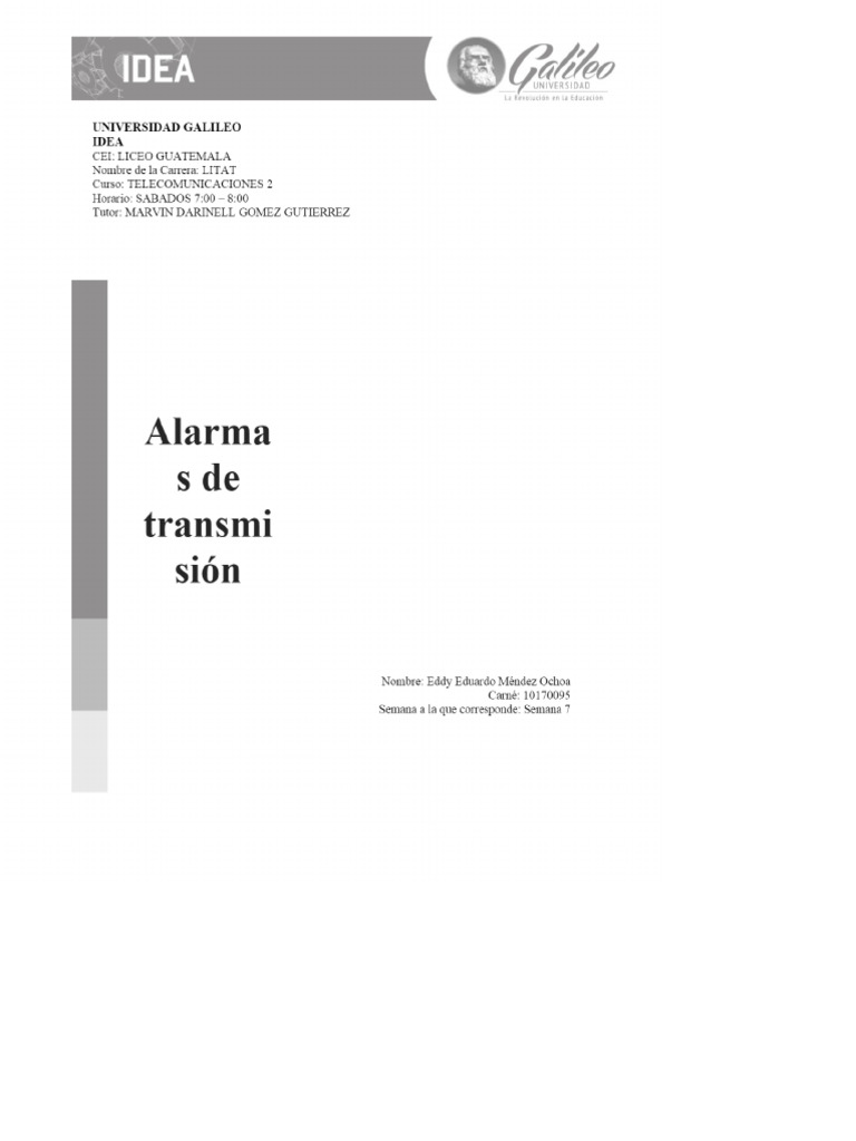 Tarea 3 Telecomunicaciones 2 Alarmas de Transmision _ ILIDE.INFO Platform PDF Viewer | PDF