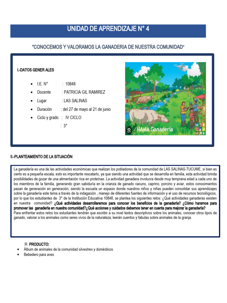 Unidad de Aprendizaje N 4..3ero Paty | PDF | Evaluación | Biodiversidad