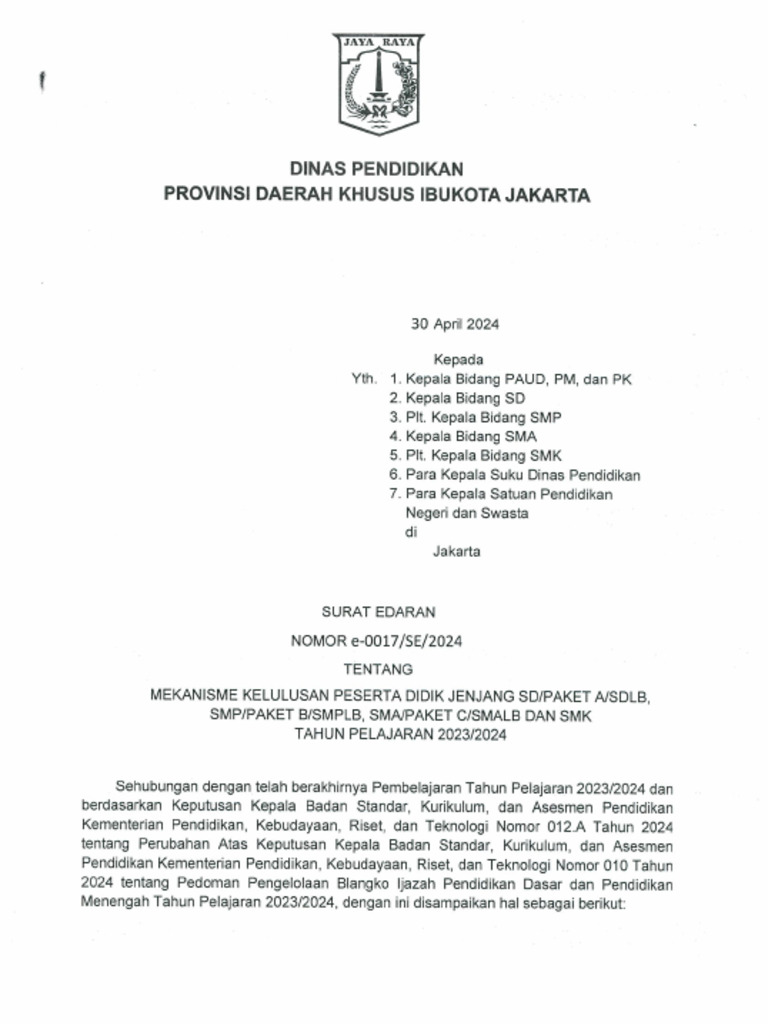 E-0017 SE TTG Mekanisme Kelulusan Pesdik&hellip SMA-Paket C-SMALB & SMK TP 2023-2024-1 | PDF