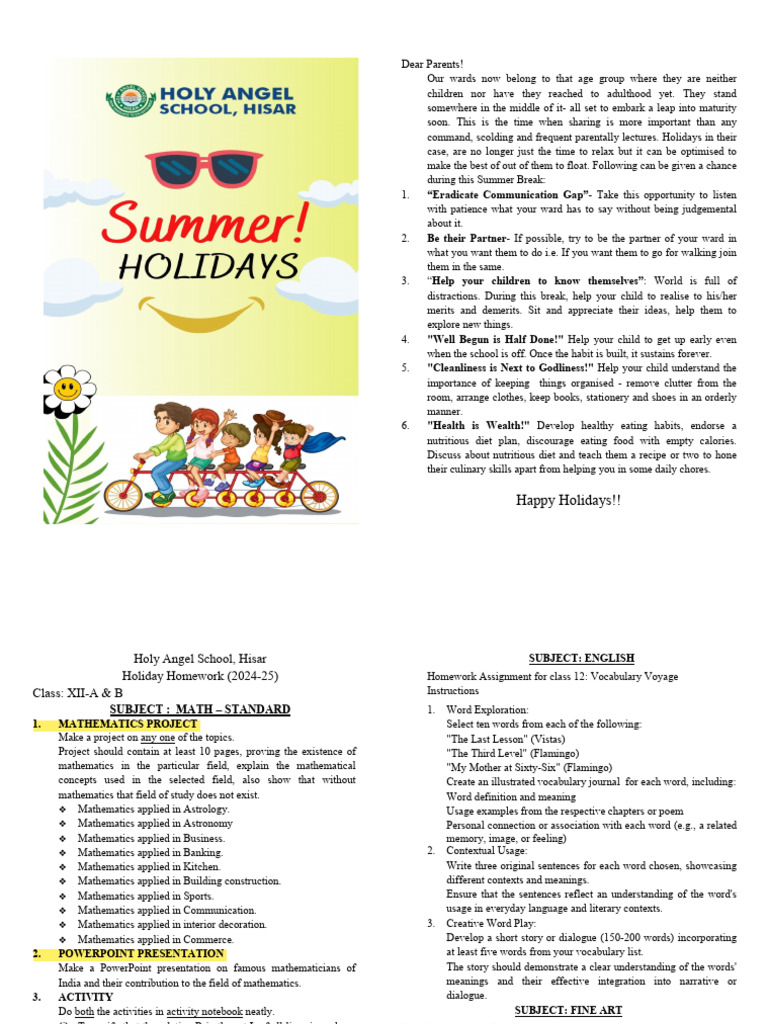 12 Science Holidays Homework 2024. | Download Free PDF | Dominance ...