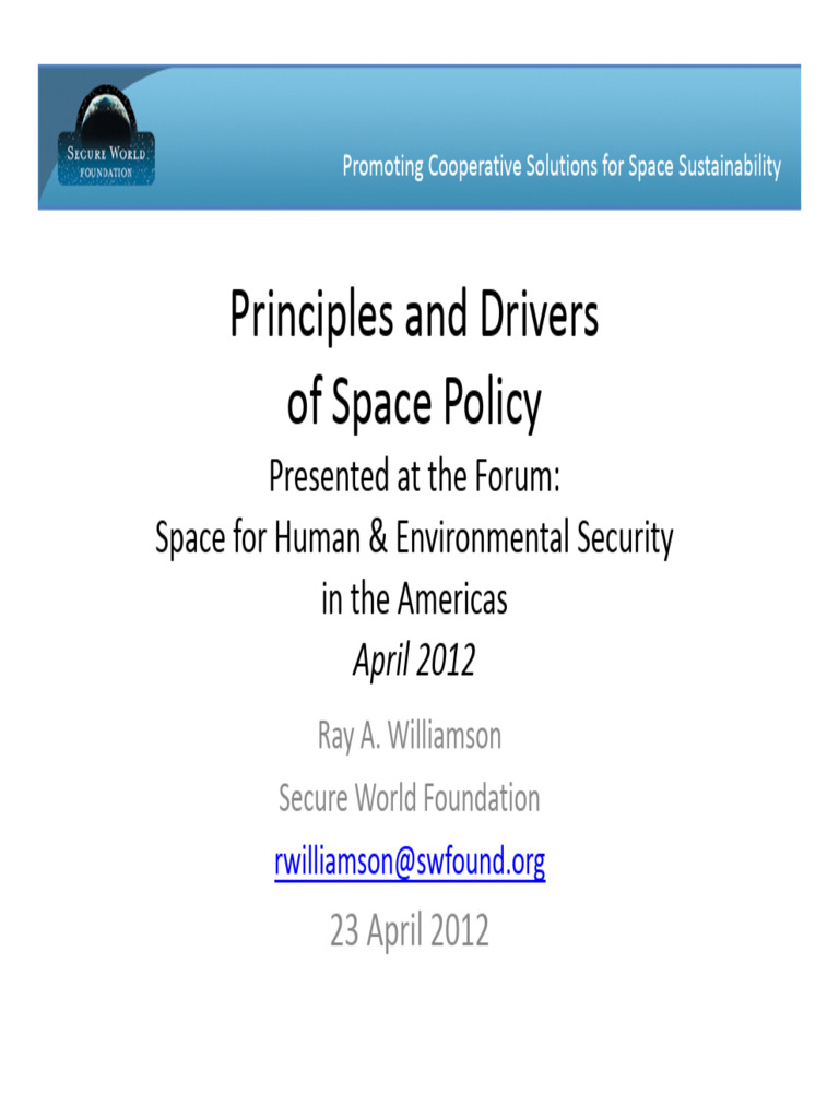 3_Principles and Drivers of Space Policy | PDF | Nasa | Sustainability