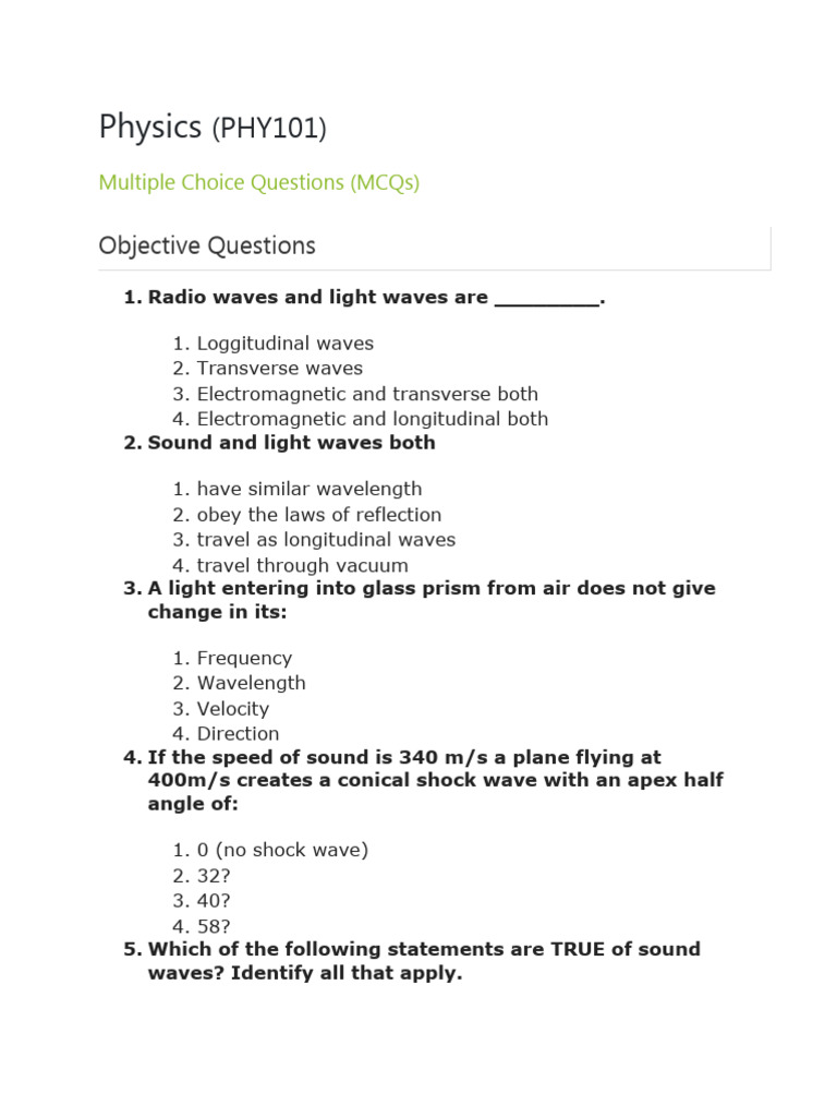 Physics 101 | PDF | Force | Waves