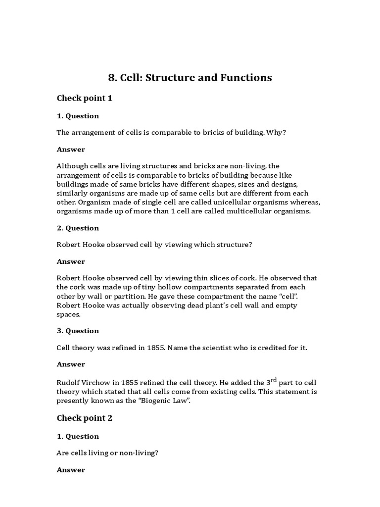 (All in One) Cell Structure and Functions | PDF | Cell (Biology) | Cell Nucleus