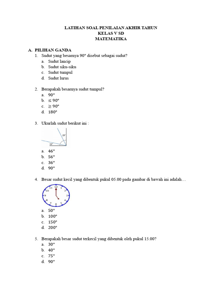 Latsol PAT MTK V | PDF | Metode & Bahan Ajar