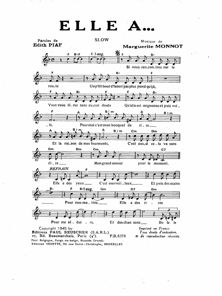 Edith Piaf - Elle A | PDF
