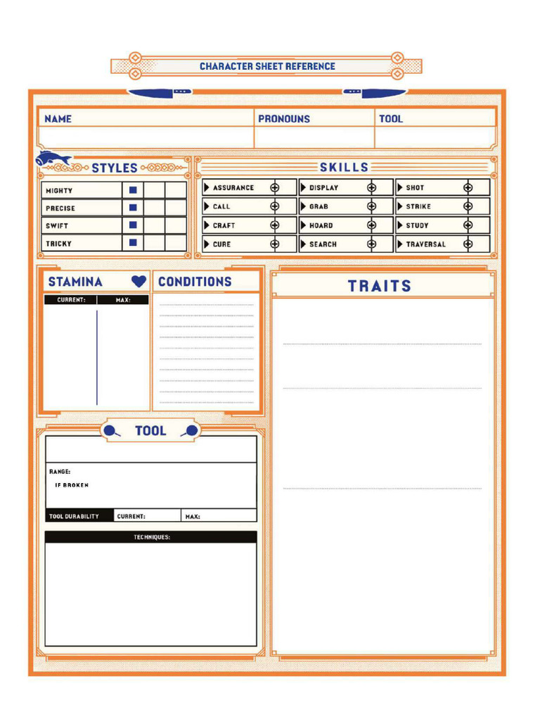 Wilderfeast Character Sheet Editable | PDF