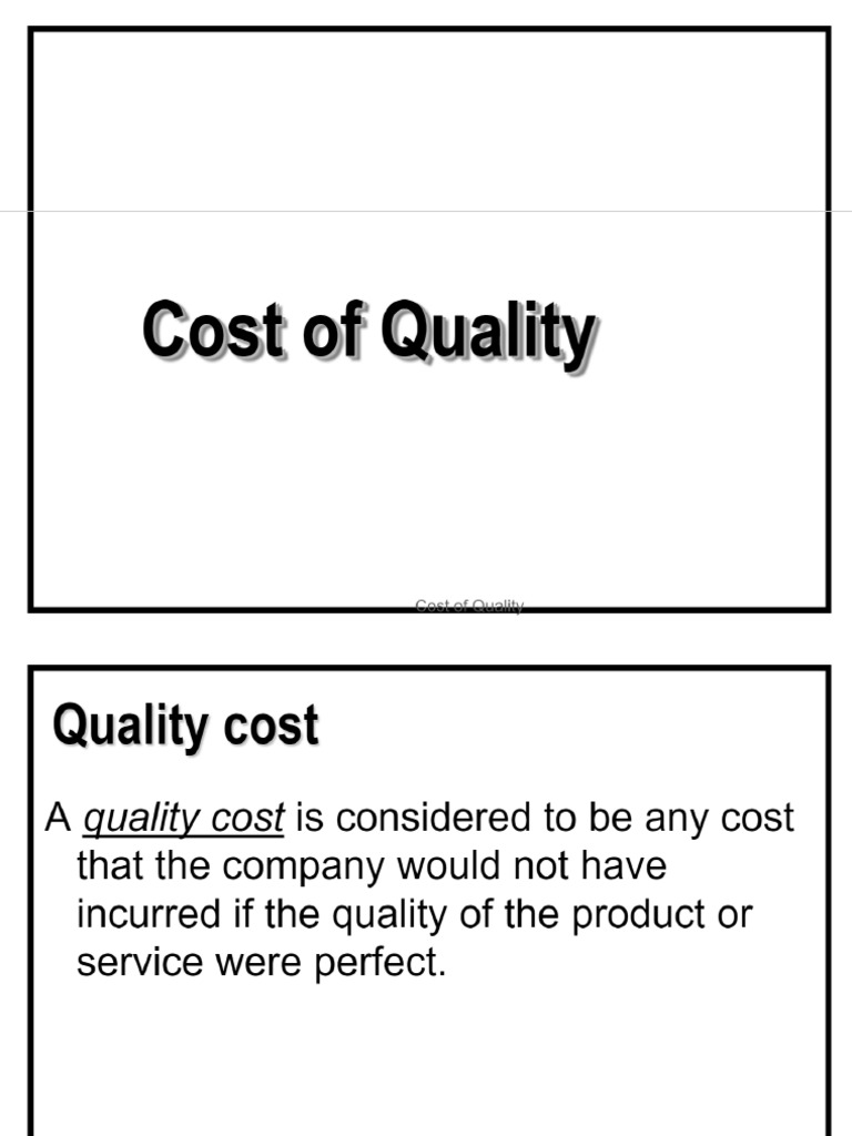 Cost of Quality | PDF