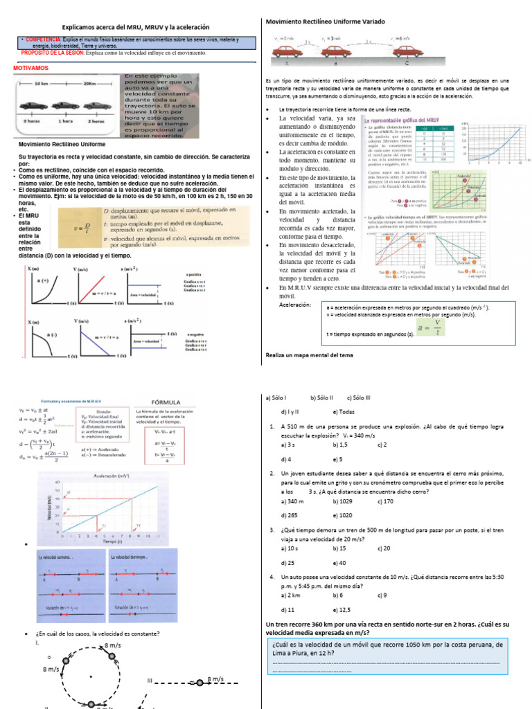Actividad 3 - MRU - MRUV | PDF | Aceleración | Velocidad