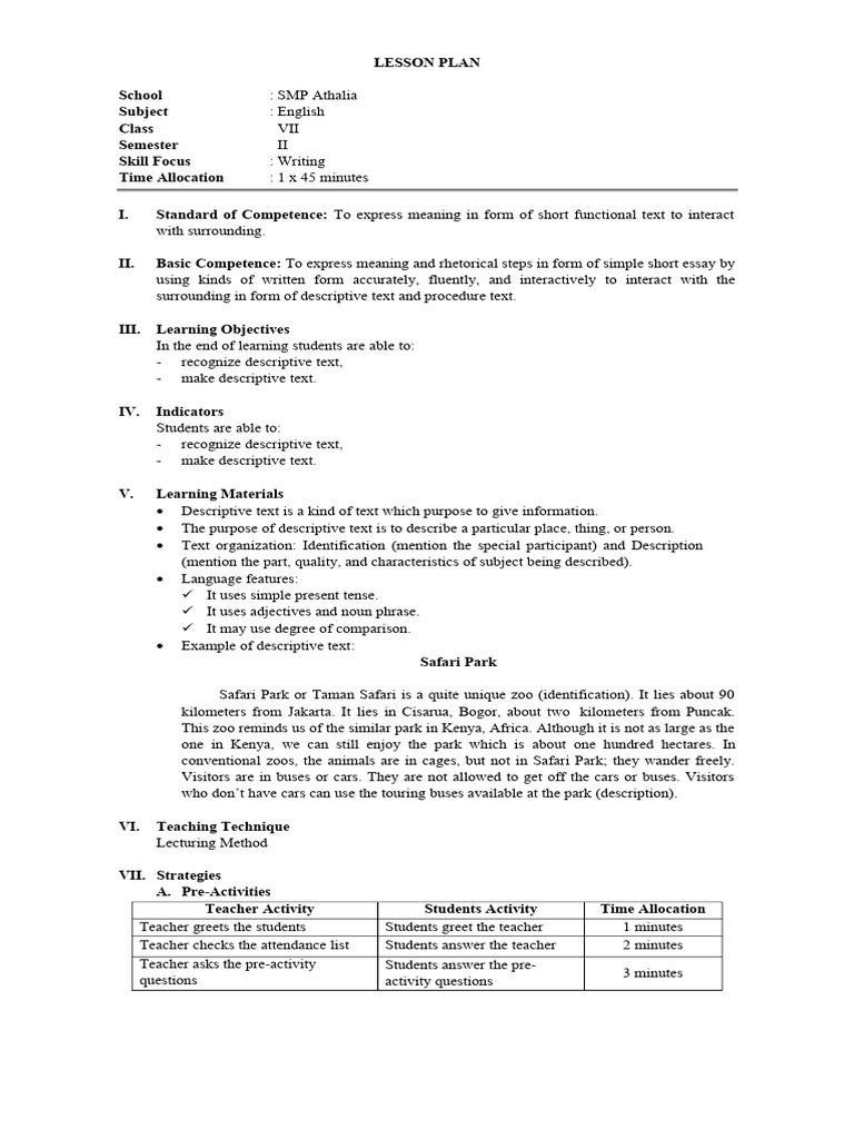 SodaPDF Converted 132060853 Lesson Plan Descriptive Text | PDF ...