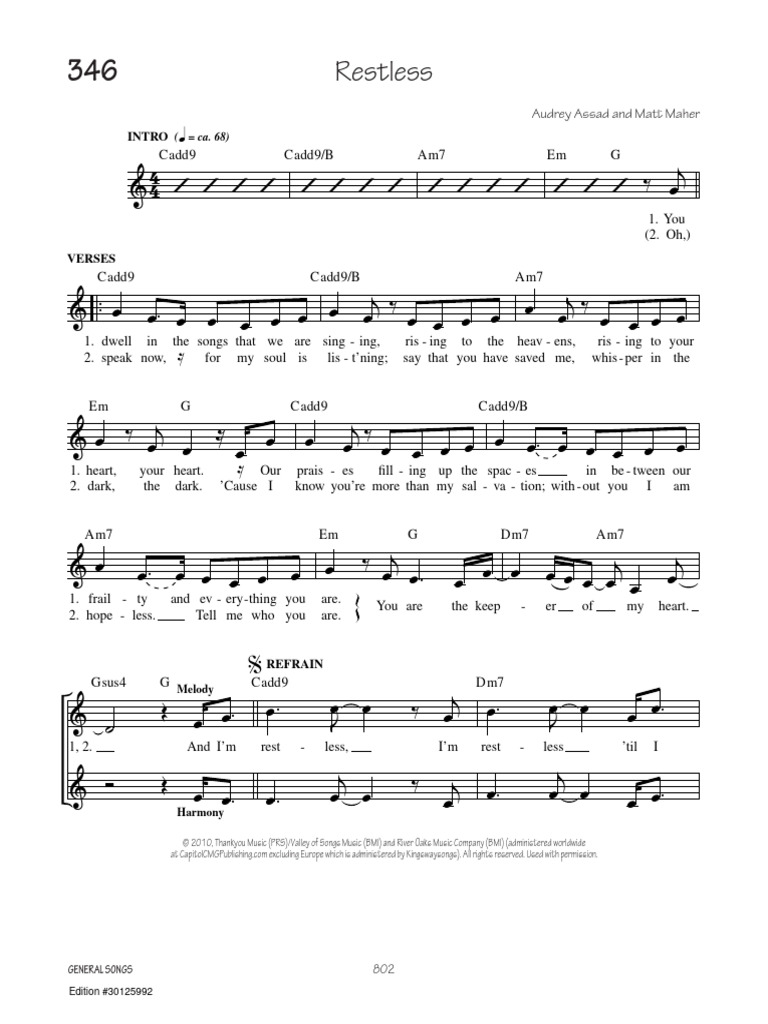 Restless Lead Sheet | PDF