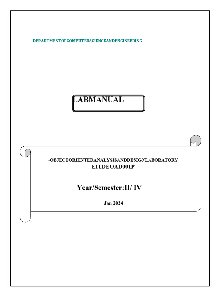 Lab Manual - OOAD | PDF | Conceptual Model | Unified Modeling Language