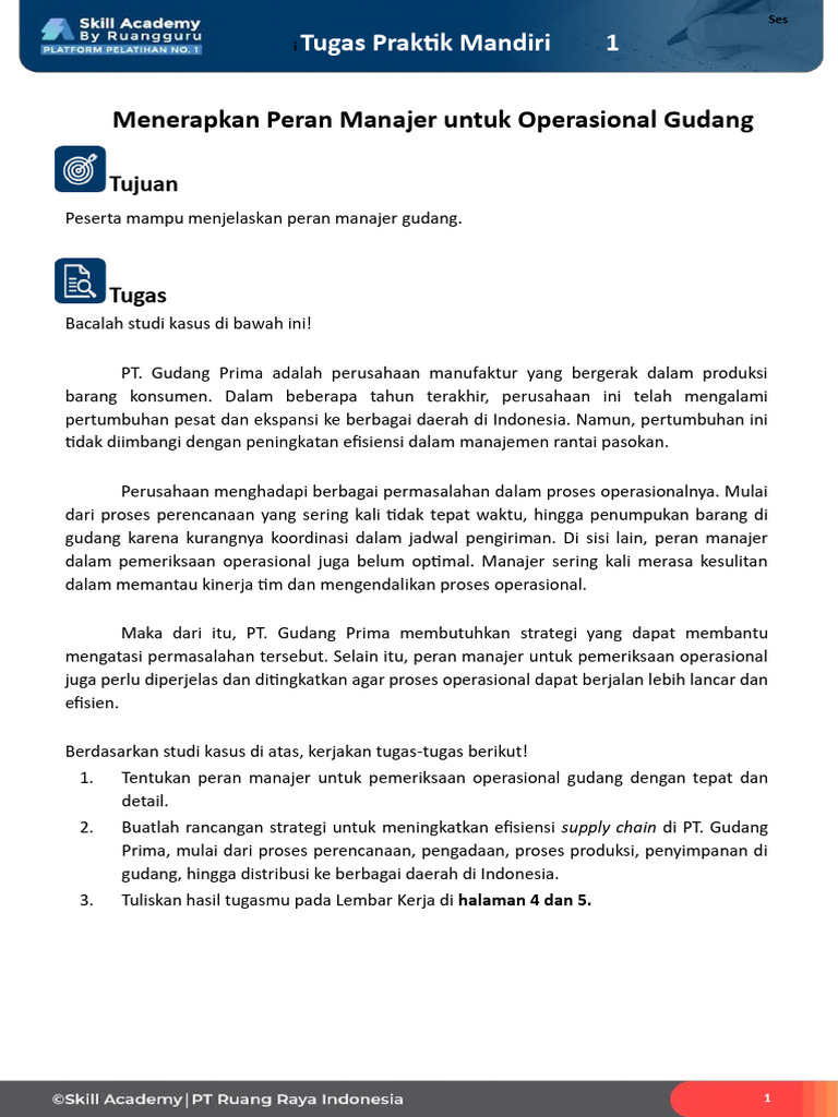 TPM 1 Peran Manajer Operasional Gudang (Mosa Lutfi) | PDF