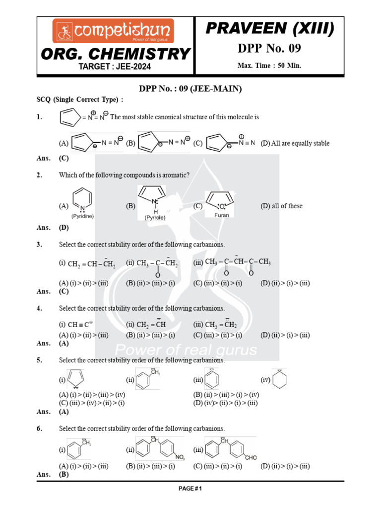 JEE-Main Chemistry Practice | PDF | Carbon Compounds | Chemistry