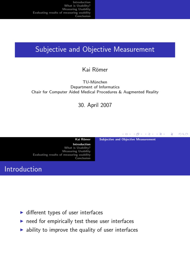 5 Subjective and Objective Measurement Slides | PDF | Usability ...