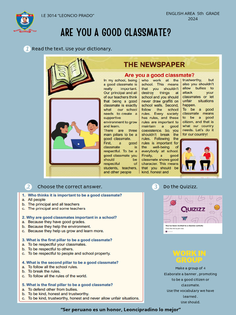 Are You A Good Classmate | PDF