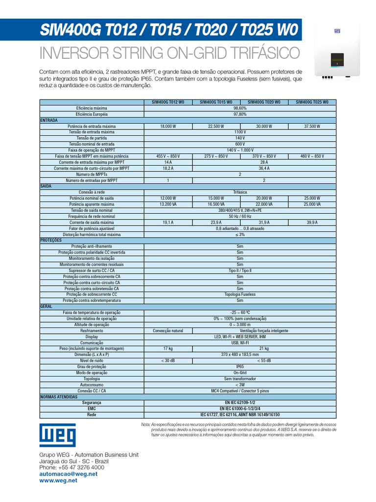 DATASHEET - SIW400G - T012-T015-T020-T025 - W0 - PT - Web | PDF | Metrologia | Eletricidade