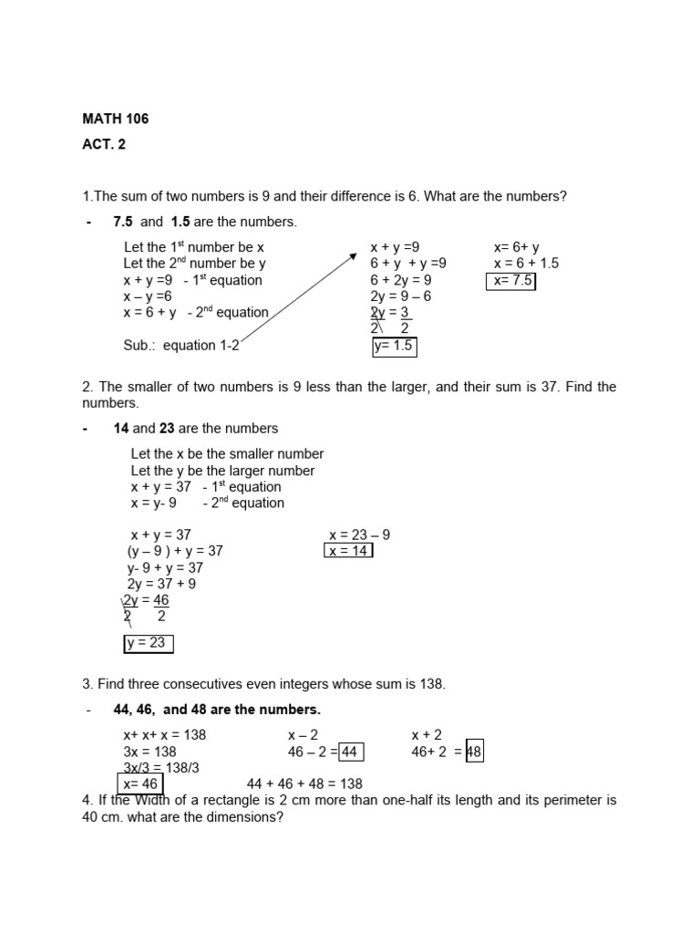 MATH 106 ACT. 2: ST ND ST | PDF | Length | Mathematical Concepts
