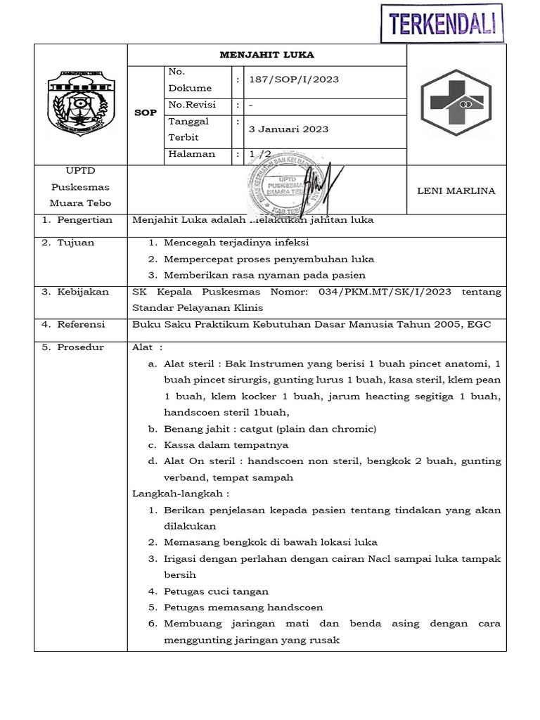 Sop Menjahit Luka | PDF