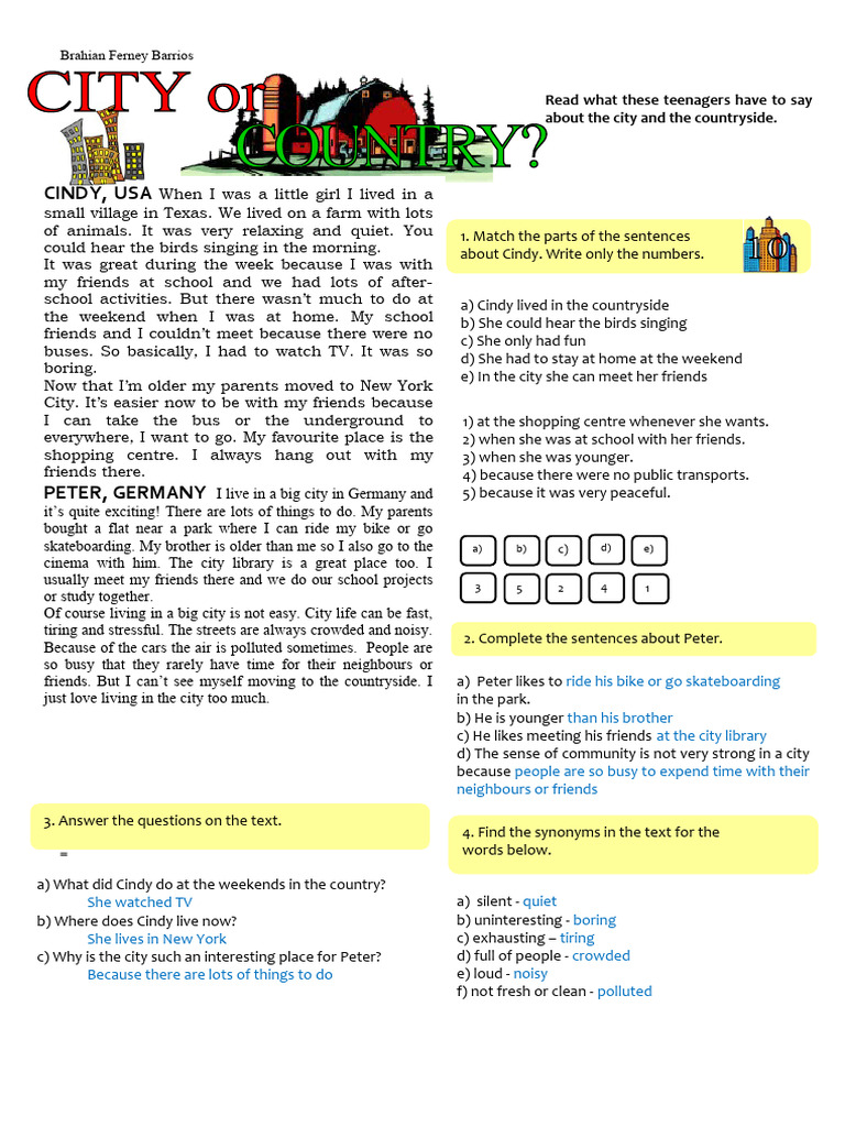 City Vs Country Comparatives and Superlatives | PDF | Art