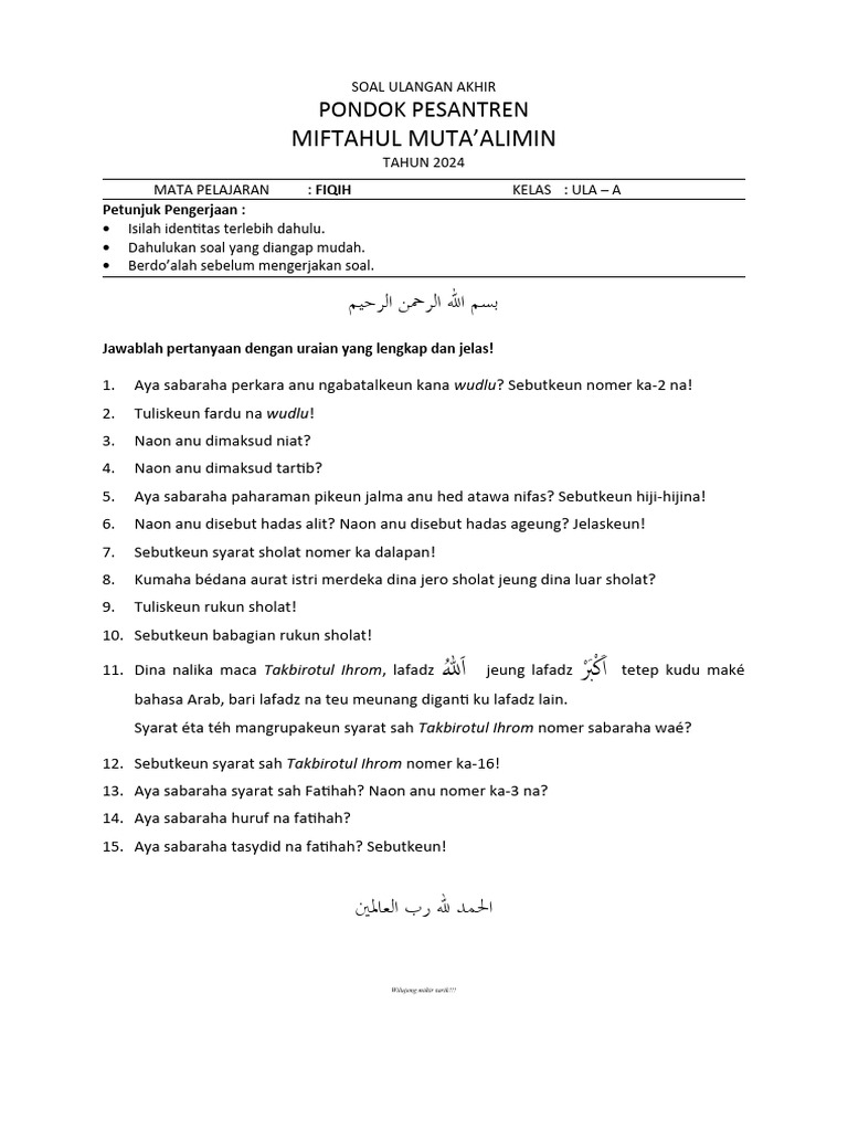 SOAL Safinah | PDF
