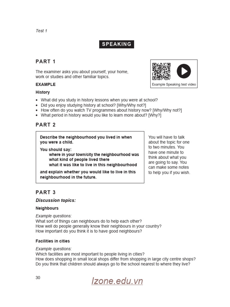 IELTS Placement Test - Speaking | PDF IELTS Placement Test - Speaking | PDF