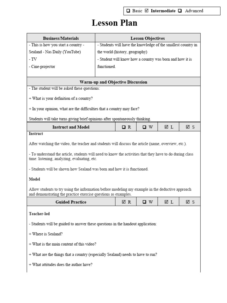 Lesson Plan 7 | PDF | Lesson Plan | Teachers