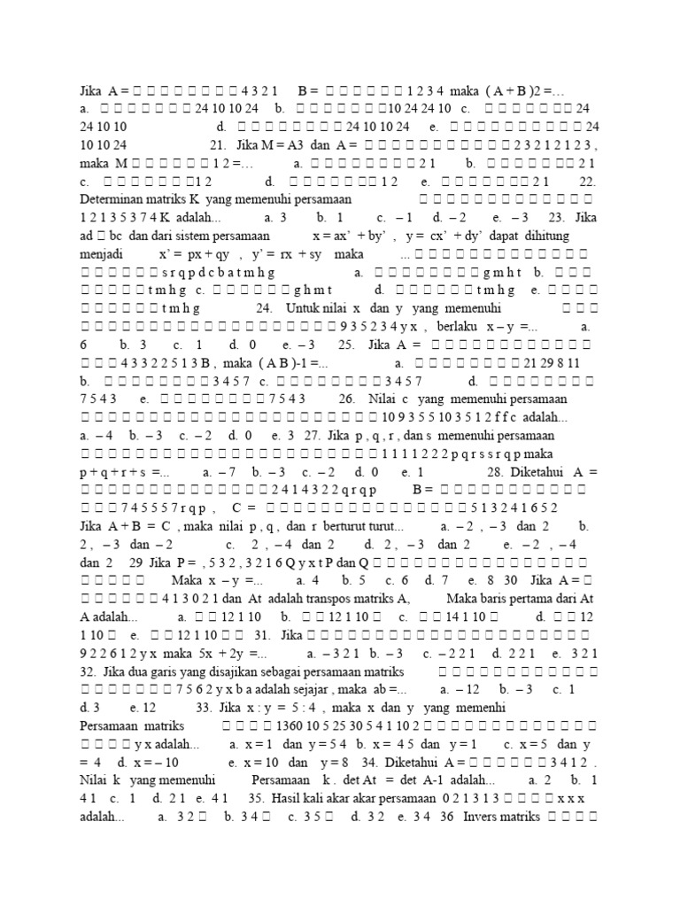 Pembahasan Soal Matriks Dan Operasinya | PDF | Metode & Bahan Ajar