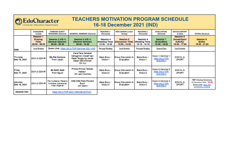 16-18 Des 2021 Teacher Motivation Program TMP | PDF