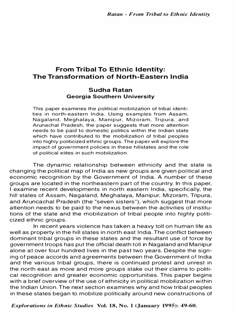 From Tribal To Ethnic Identity - The Transformation of Ethnic Ideo | PDF