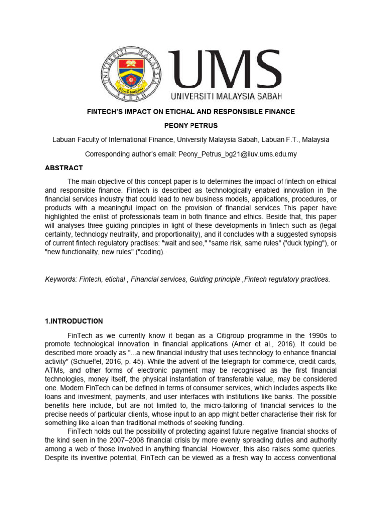 Fintech's Impact On Etichal and Responsible Finance | PDF | Conflict Of ...