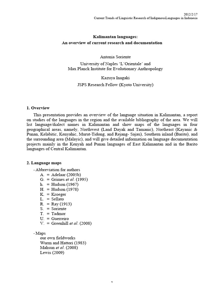 Kalimantan Languages An Overview of Curr | PDF | Linguistics