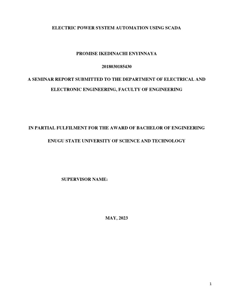 Seminar On Use Of Scada In Power Systems Monitoring Pdf Scada Electrical Substation