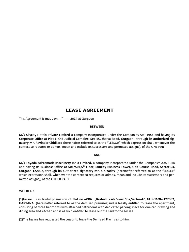 DRAFT LEASE AGREEMENT-Nagasawa San | PDF | Lease | Private Law
