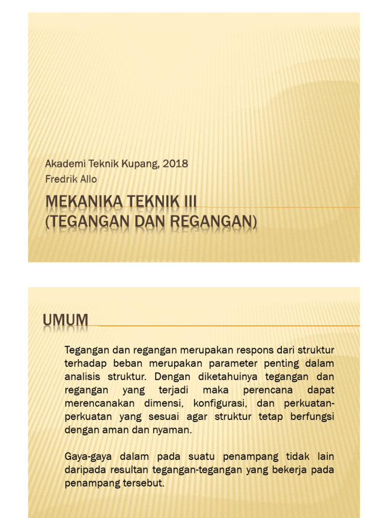 Tegangan dan Regangan dalam Mekanika Teknik | PDF