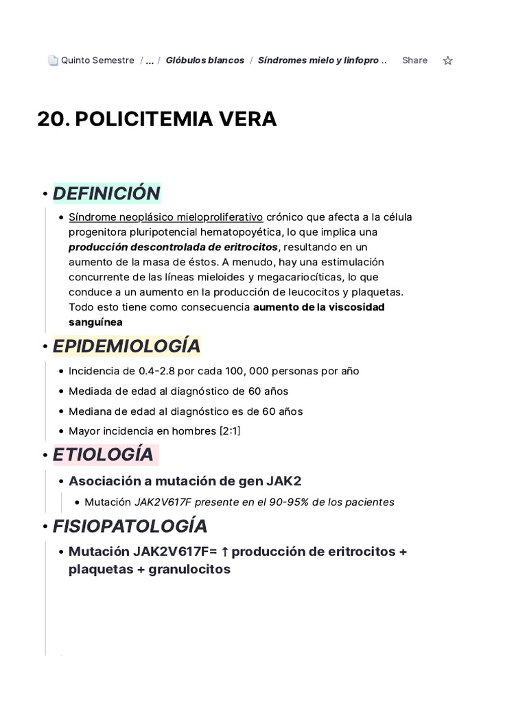 Policitemia Vera | PDF | Plaqueta | Medicina CLINICA