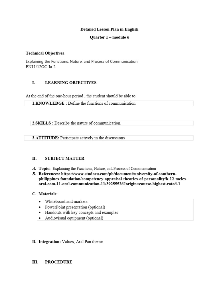 LESSON PLAN P.ebb | PDF | Communication | Cognitive Science