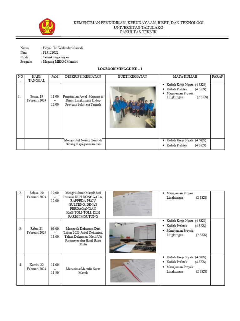 Logbook Magang Fidyah | PDF