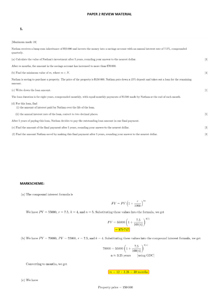 Paper 2 Review & Markscheme | PDF