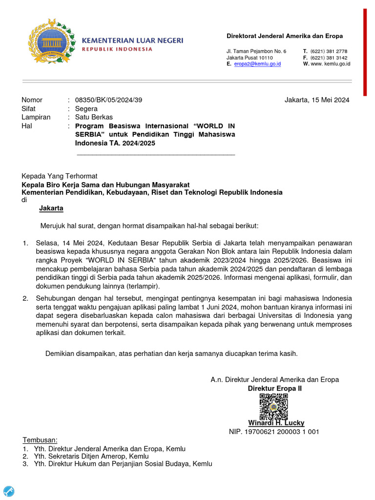 Program Beasiswa World in SErbia Ta 2024 2025 - 240523 - 153219 | PDF