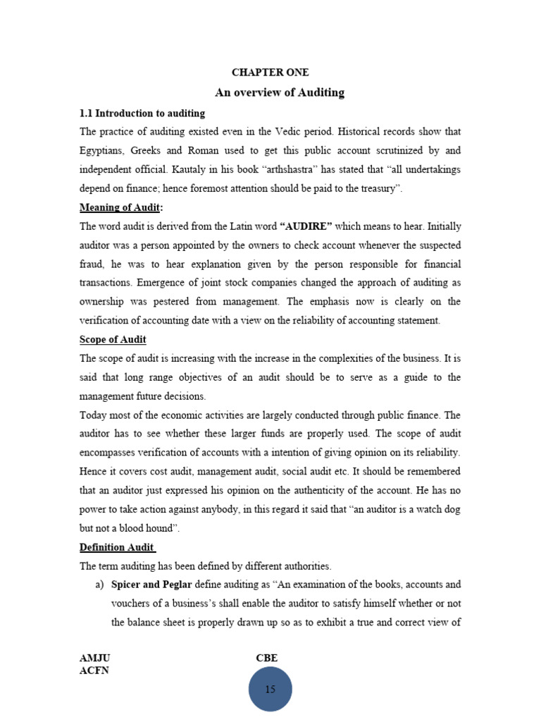 ch-1 Audit-1 | PDF | Audit | Financial Audit