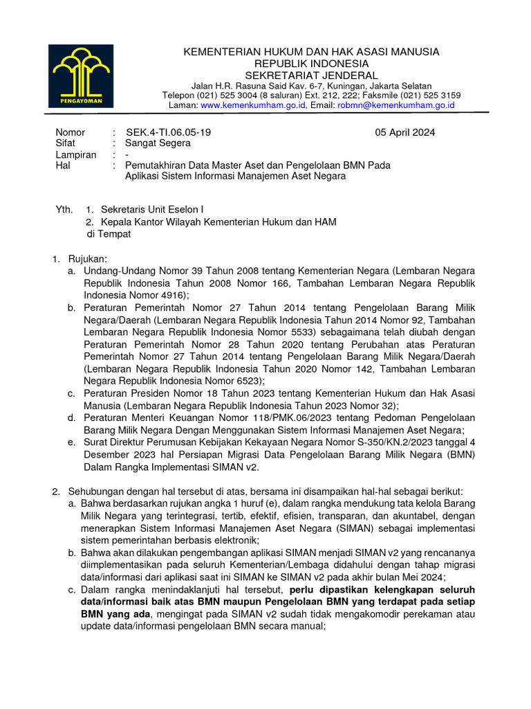 Pemutahiran Data Master Aset SIMAN | PDF | Pengelolaan Keuangan & Uang