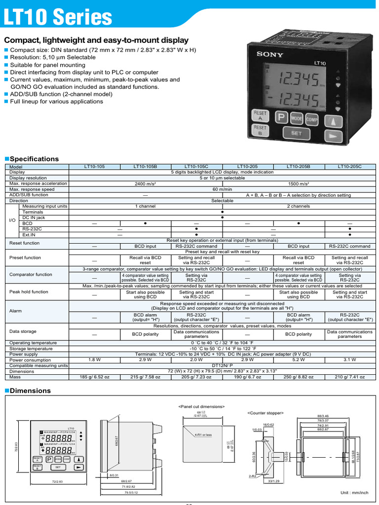 Data Sheet LT10 | PDF | Input/Output | Binary Coded Decimal