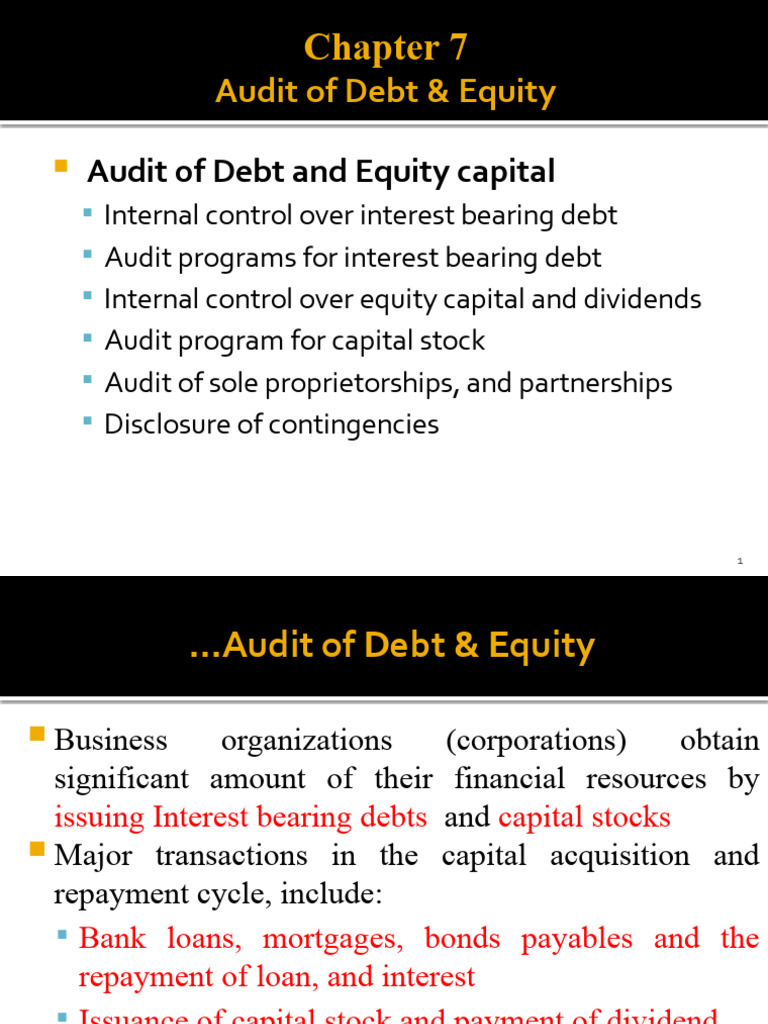Audit Procedures for Debt and Equity | PDF | Stocks | Debt