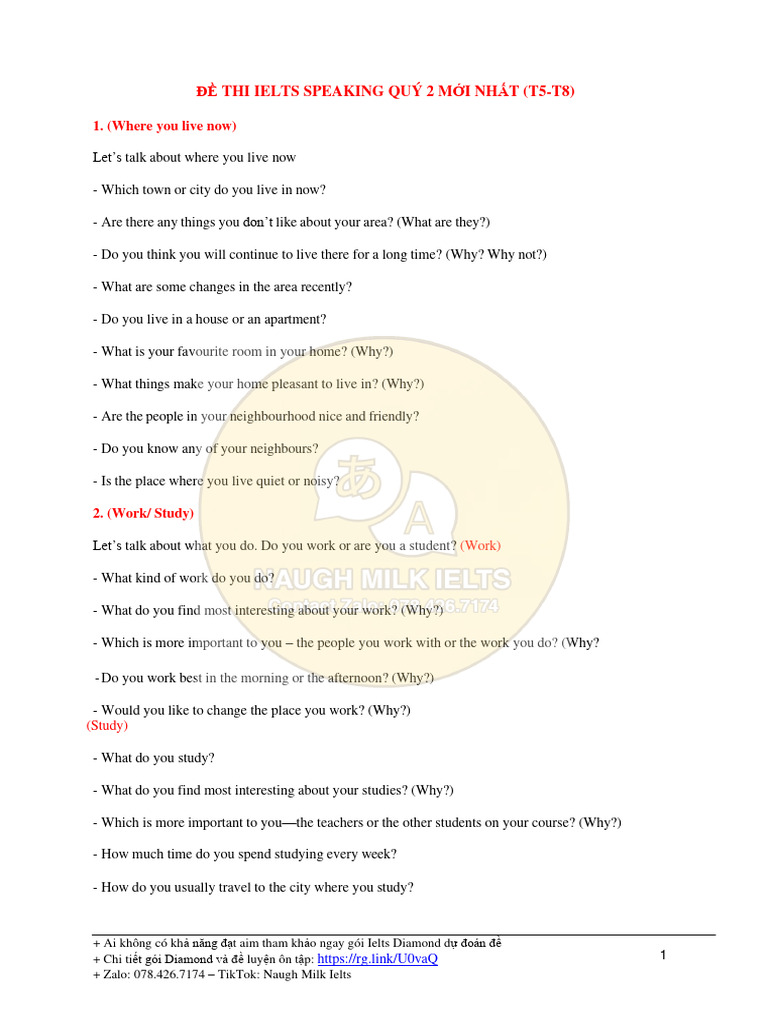 ĐỀ THI IELTS SPEAKING QUÝ 2.2024 T5-T8 (BẢN MỚI) | PDF | Artificial Intelligence | Intelligence ...