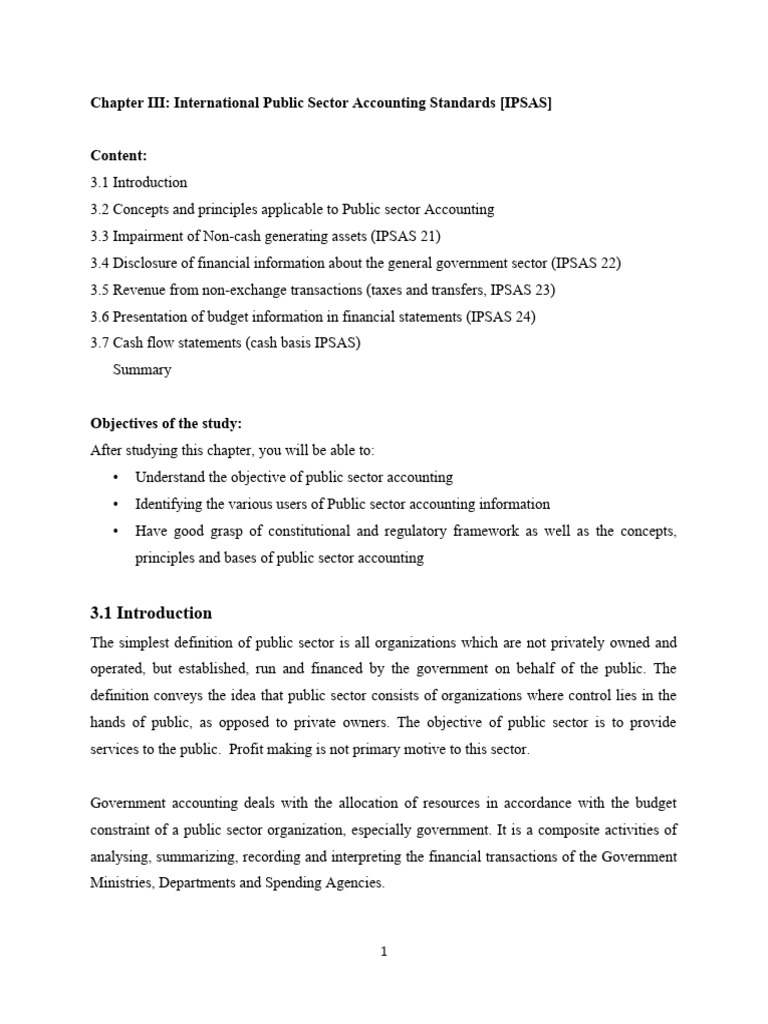 IPSAS Overview and Public Sector Goals | PDF | Financial Statement ...