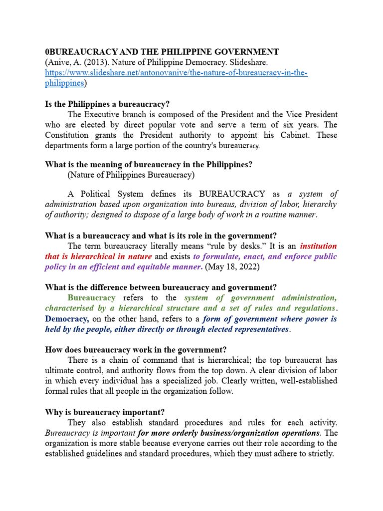 Bureaucracy and The Philippine Government | PDF | Bureaucracy | Hierarchy