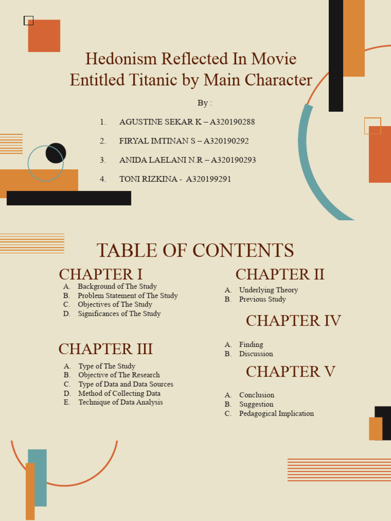 Hedonism Reflected in Movie Entitled Titanic by Main Character | PDF ...