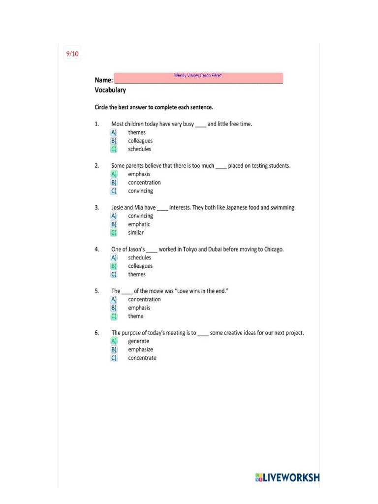 Vocabulary Section | PDF